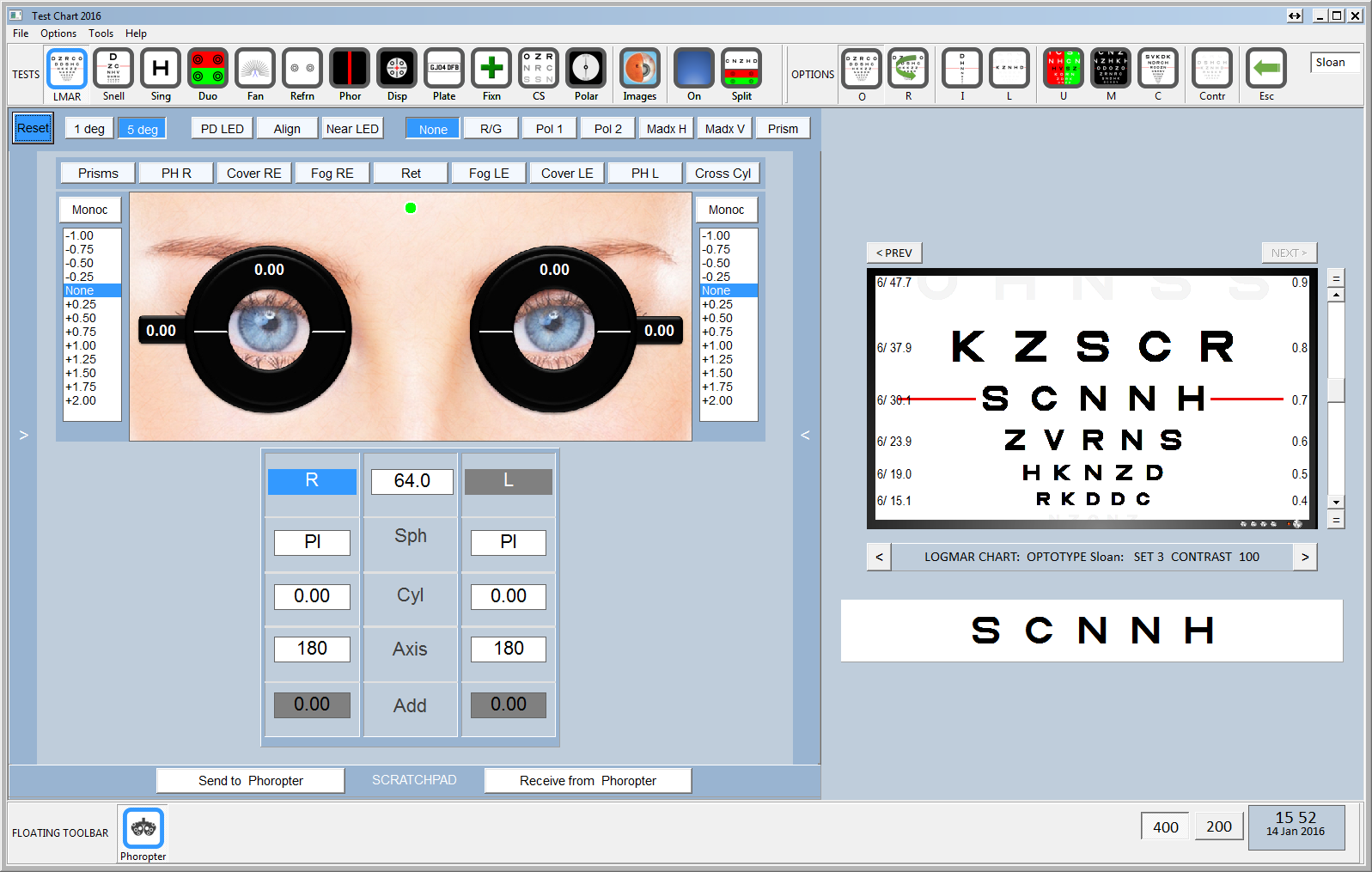 Using the Phoropter Interface